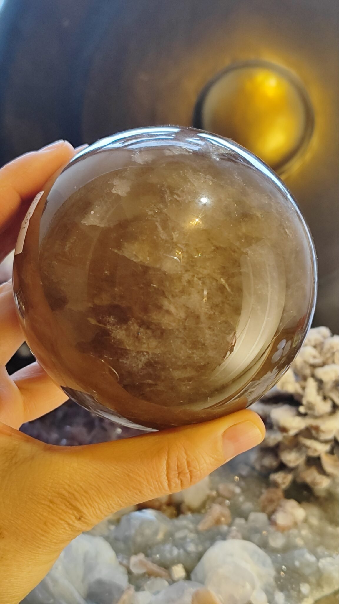 DŪMINIS KVARCAS rutulys/sfera (9,5 cm) - Saraswati
