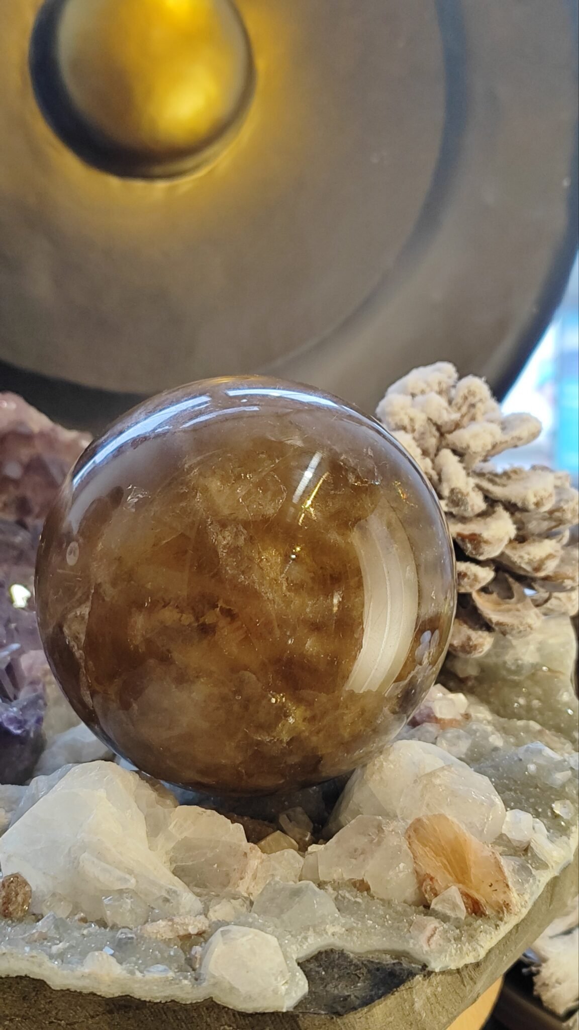 DŪMINIS KVARCAS rutulys/sfera (9,5 cm) - Saraswati